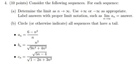 Solved 4 10 Points Consider The Following Sequences For