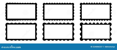 Set Of Rectangle Frames With Wavy Edges Rectangular Frameworks With Scallop Borders Stock