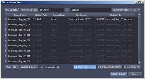 Export Point Objects Dialog — Sequoia 1027 Documentation