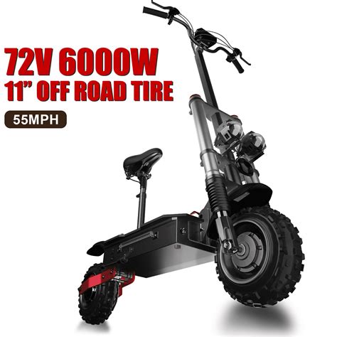 72v 6000w Adult Electric Scooter Up To 55mph 11 Inch Wheel Tubeless Off Road Tire Hydraulic