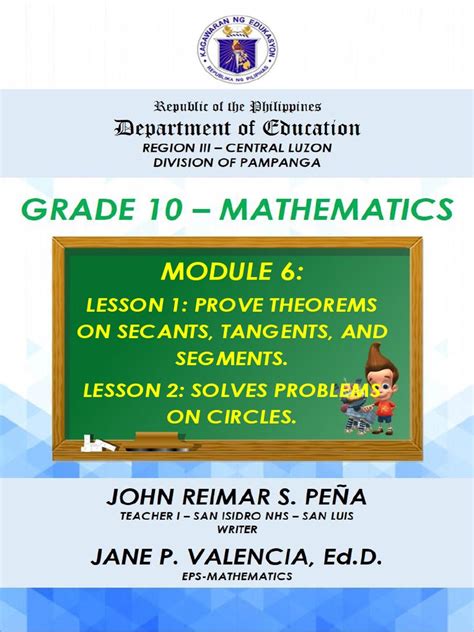 Math10 Q2 Module6 Lesson1 Prove Theorems On Secants Tangents