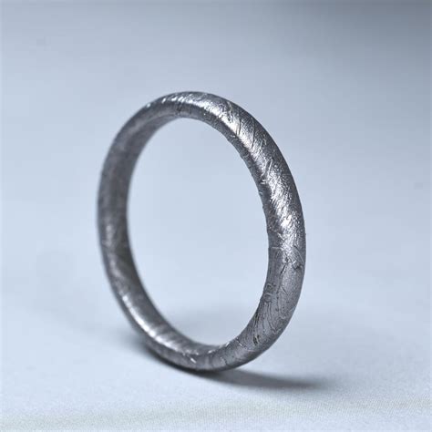 Meteorite Wedding Ring Natural Carved Band Customizable Size Ma0003
