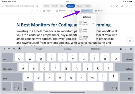 How To Create Columns In Microsoft Word Guiding Tech How To Create Columns In Microsoft Word Guiding Tech