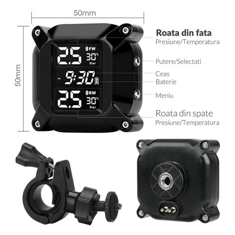 Система за следене на налягането в гумите на мотоциклети Keimi Безжична Tpms Ip67