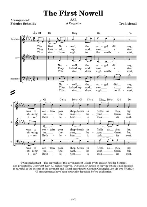 The First Nowell Arr Frieder Schmidt By A Cappella Sheet Music For