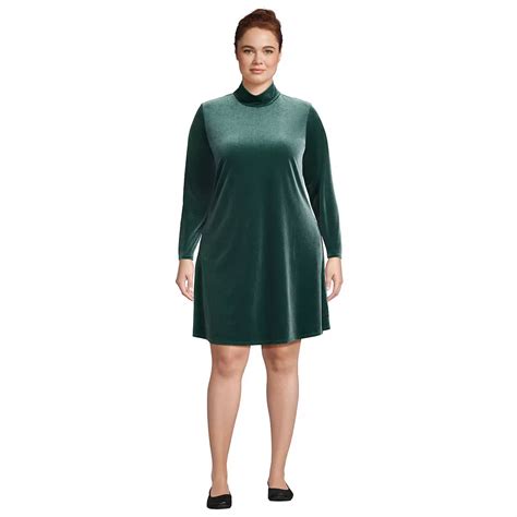 Plus Size Lands End Long Sleeve Velvet Turtleneck Dress