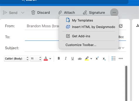 Embedding An Email In Outlook