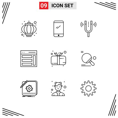 9 User Interface Outline Pack Of Modern Signs And Symbols Of Sidebar Interface Iphone