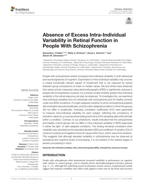 Pdf Absence Of Excess Intra Individual Variability In Retinal Function In People With