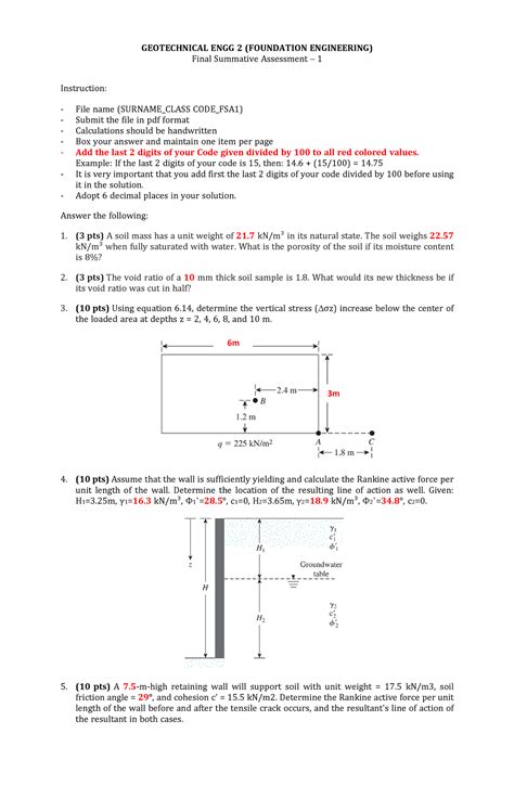 Final Summative Assessment 1 Geotechnical Engg 2 Foundation Engineering Final Summative