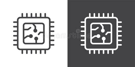 Processor Icon Flat Vector Set Outline Stock Illustration Illustration Of Signs Graphic