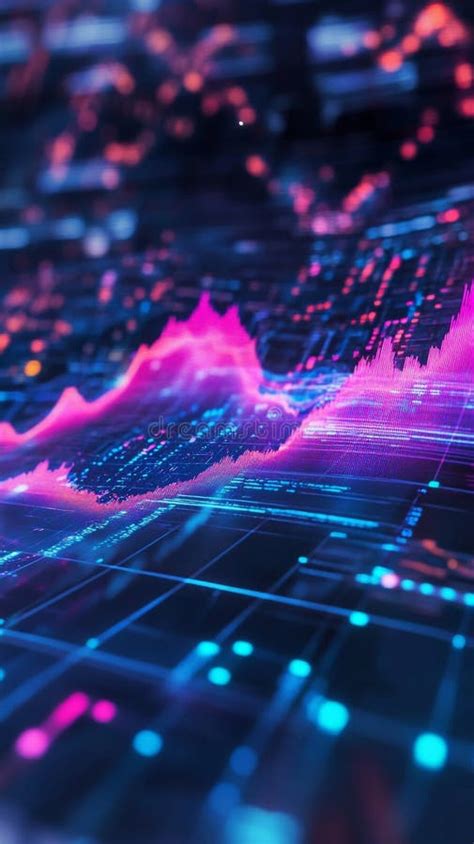 Abstract Digital Data Visualization With Colorful Waves And Patterns Stock Illustration