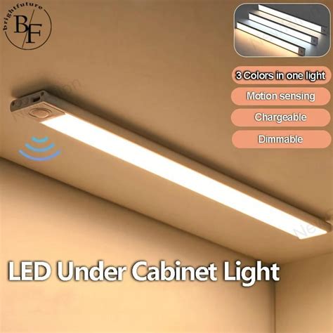3 สีภายใต้ตู้ไฟ Led Motion Sensor Night Light Usb ชาร์จหรี่แสงได้โคมไฟตู้ครัวห้องนอนตู้เสื้อผ้า