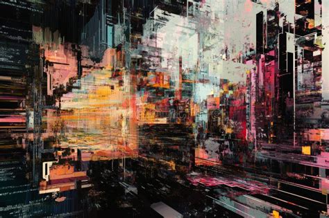 Abstract Digital Art With Vibrant Colors And Geometric Patterns Stock Illustration