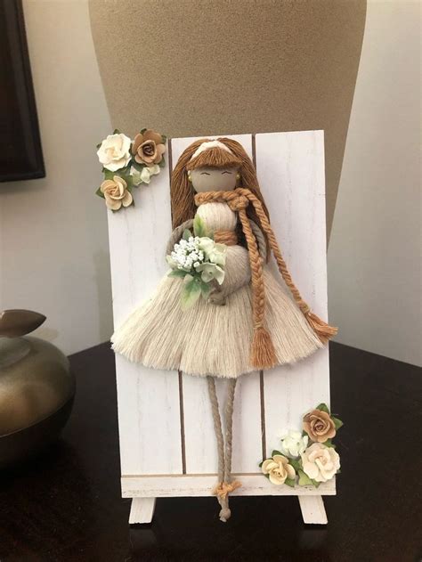 Handmade Macrame Doll Wall Decor Macrame Doll On Frame Macrame Doll On Easel T For Her