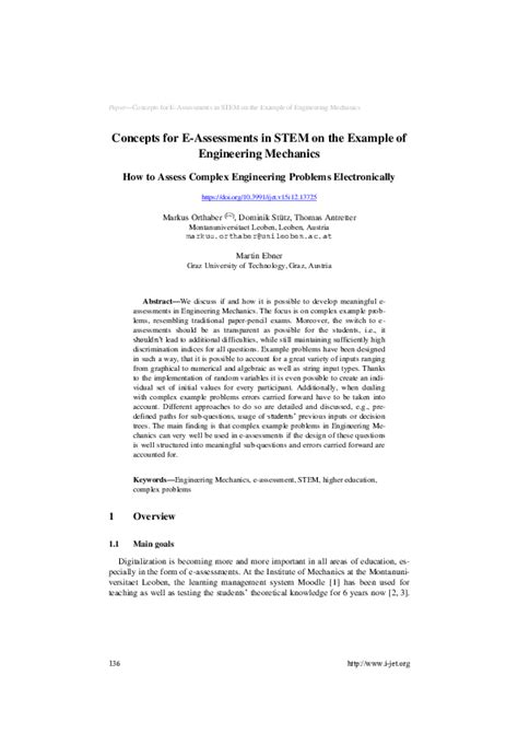 Pdf Concepts For E Assessments In Stem On The Example Of Engineering