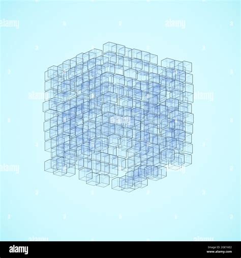 A Cube Of Glass Cubes Abstract Image Some Cubes Displaced Reflection Neutral Background Data