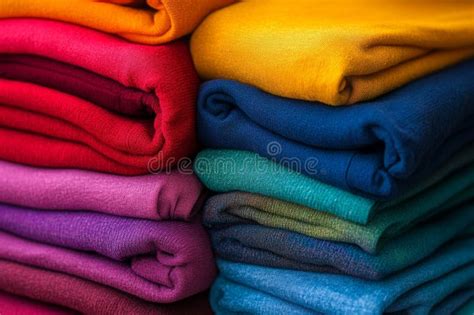 Vibrant Stack Of Colorful Textiles Focus On Texture Ai Image Stock Illustration Illustration