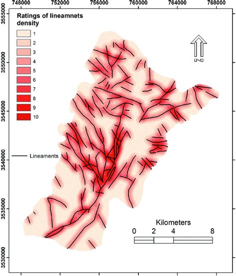 The Spatial Distribution Of Lineaments And The Rating Values Of