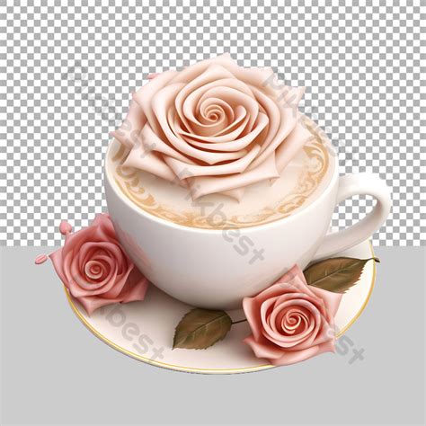 투명한 배경에 꽃이 있는 컵 안의 크림 Ai 생성 일러스트 Png Png 무료 다운로드 Pikbest