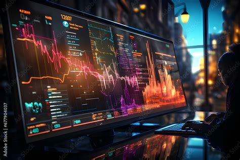 A Digital Representation Of Stock Market Charts And Data Visualizations Displayed On Screens