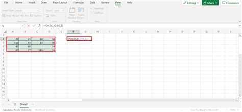 how to use the tocol function in excel sheetaki