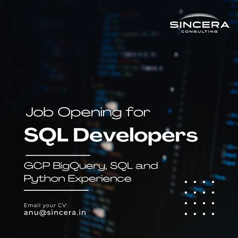 Sincera Consulting On Linkedin Jobopening Sql Sqldeveloper Sqljobs Joinourteam Hiringnow