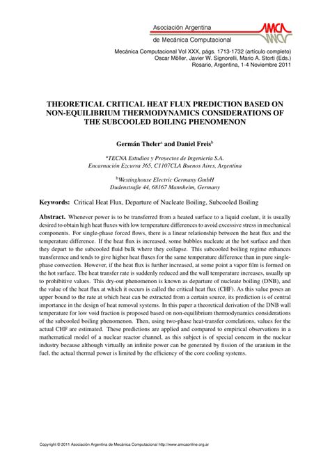 Pdf Theoretical Critical Heat Flux Prediction Based On Non
