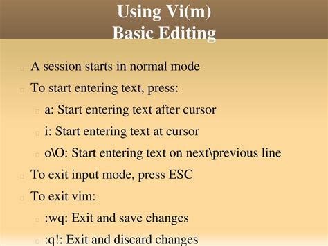 using vi m this presentation on using the vi m editor will cover ppt download
