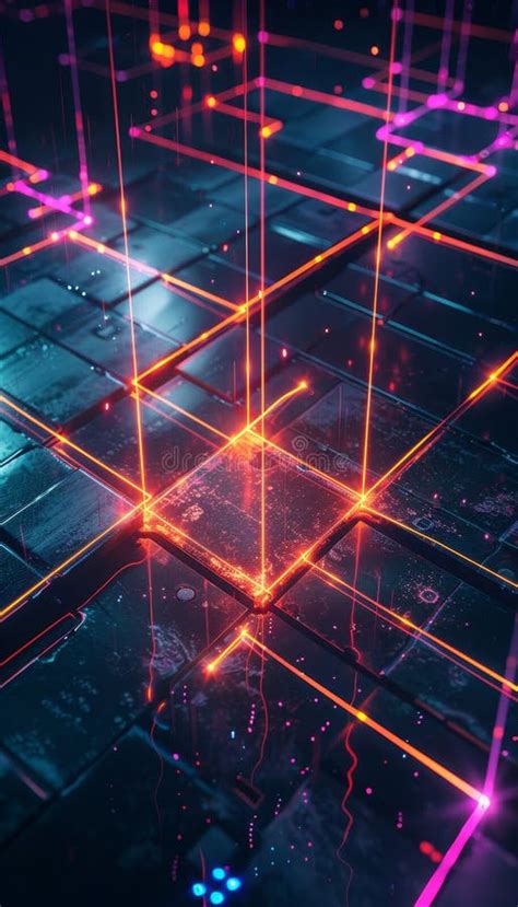 Vibrant Neon Api Interface Concept With Connection Scheme And Space For Custom Mock Up Design