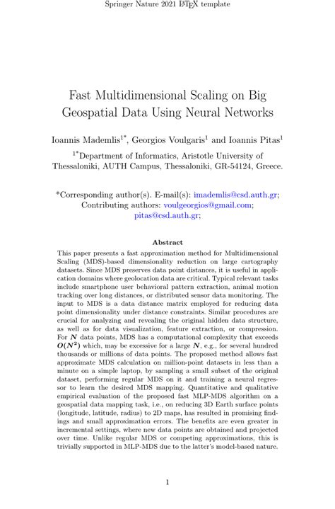 PDF Fast Multidimensional Scaling On Big Geospatial Data Using Neural