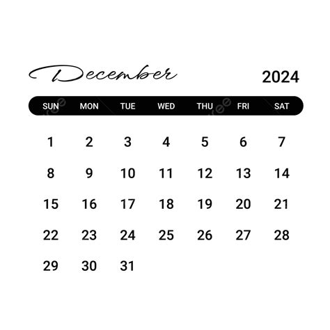 December 2024 Minimalist Monthly Calendar Vector December 2024 Kalender