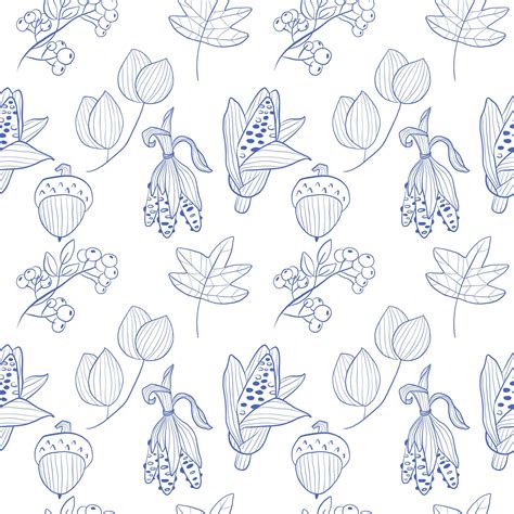 Premium Vector Autumn Motives Linear Seamless Pattern Wallpaperscoloring