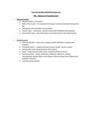 Gcse Pe Mock Exam Skeletal And Muscular System Teaching Resources