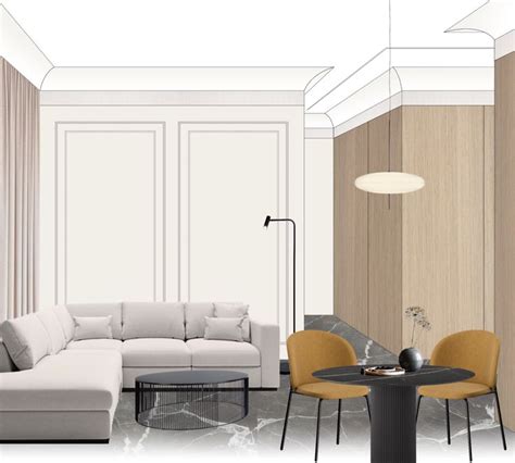 Коллаж кухни гостиной Минималистский интерьер Концепции дизайна Коллаж