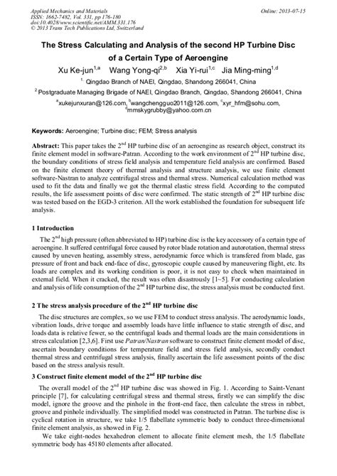 The Stress Calculating And Analysis Of The Second Hp Turbine Disc Of A Certain Type Of