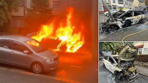 Shocking Moment Electric Car Goes Up In Flames With Heat So Intense