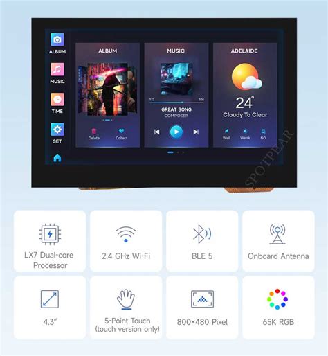 Esp32 S3 43inch Lcd 800x480 Captive Touchscreen Display Board Lvgl