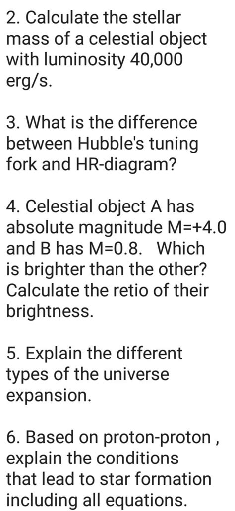 Solved 2 Calculate The Stellar Mass Of A Celestial Object