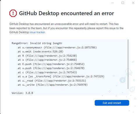 Rangeerror Invalid String Length History Cant Be Opened Github Desktop Crashes · Issue