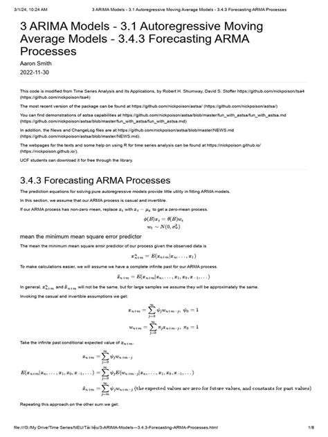 3 arima models 3 1 autoregressive moving average models 3 4 3