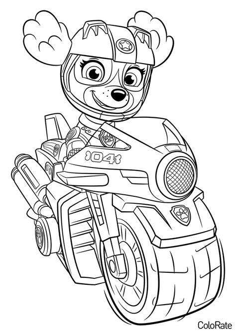 Раскраска Скай на мотоцикле распечатать Щенячий патруль