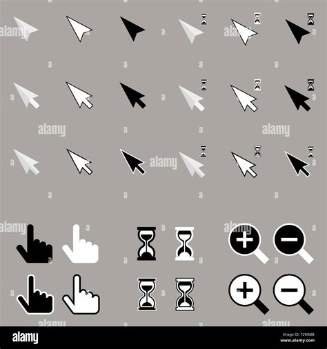 Cursor Pointer Sets Black And White Vector Illustration Stock Vector
