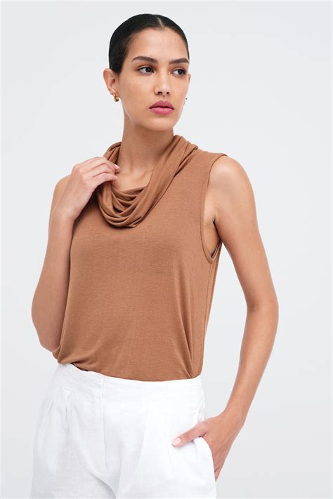 Black Sleeveless Cowl Neck Tank Callie Top Marcella