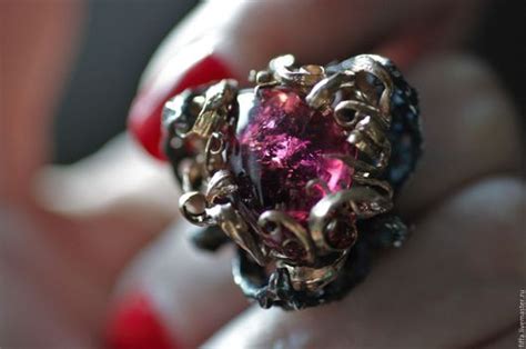 Купить Кольцо - цветок папоротника "Перунов Цвет". - красный, малиновый ...