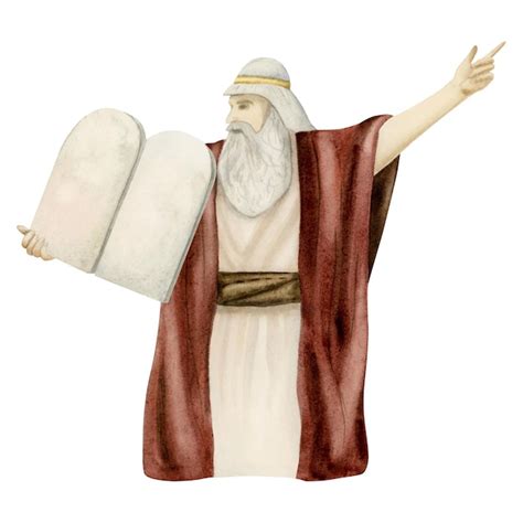 Premium Photo Watercolor Moses With Ten Commandments Stone Tablets