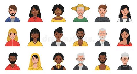 A Collection Of Diverse Cartoon Avatars Arranged In A Grid Of 3 Rows