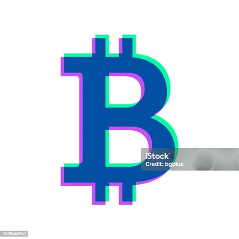 비트 코인 기호 흰색 배경에 두 가지 색상이 오버레이된 아이콘 3차원 형태에 대한 스톡 벡터 아트 및 기타 이미지 3차원 형태 개념 경제 Istock