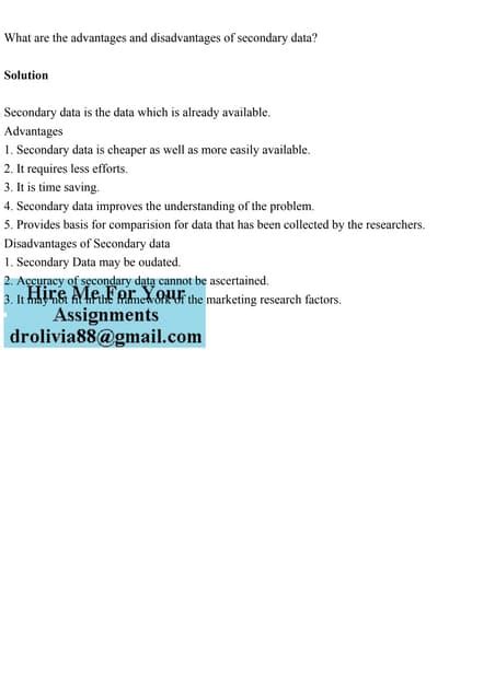 What Are The Advantages And Disadvantages Of Secondary Datasolupdf