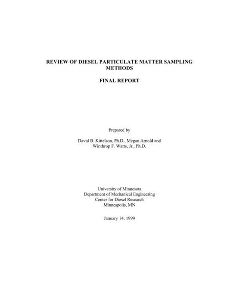 Review Of Diesel Particulate Matter Sampling Department Of